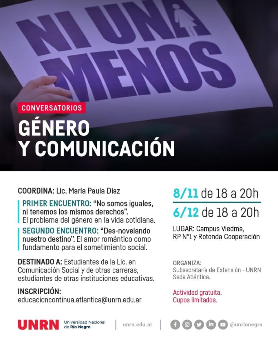 La UNRN propone dos interesantes conversatorios en clave de género ...